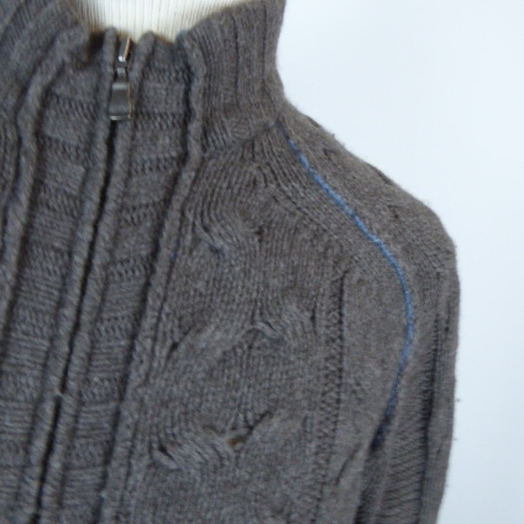 Ted Baker | Sweaters | Ted Baker Brown Chunky Wool Yak Cable Zip Aran ...